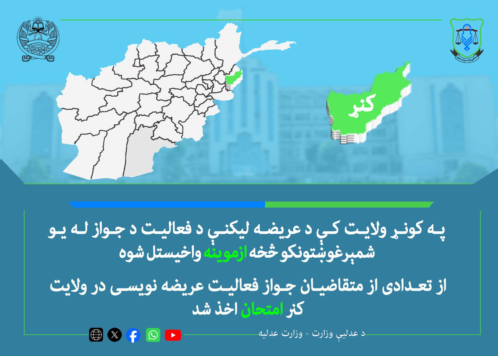 په کونړ ولایت کې د عریضه ليکنې د فعالیت د جواز له یو شمېرغوښتونکو څخه ...